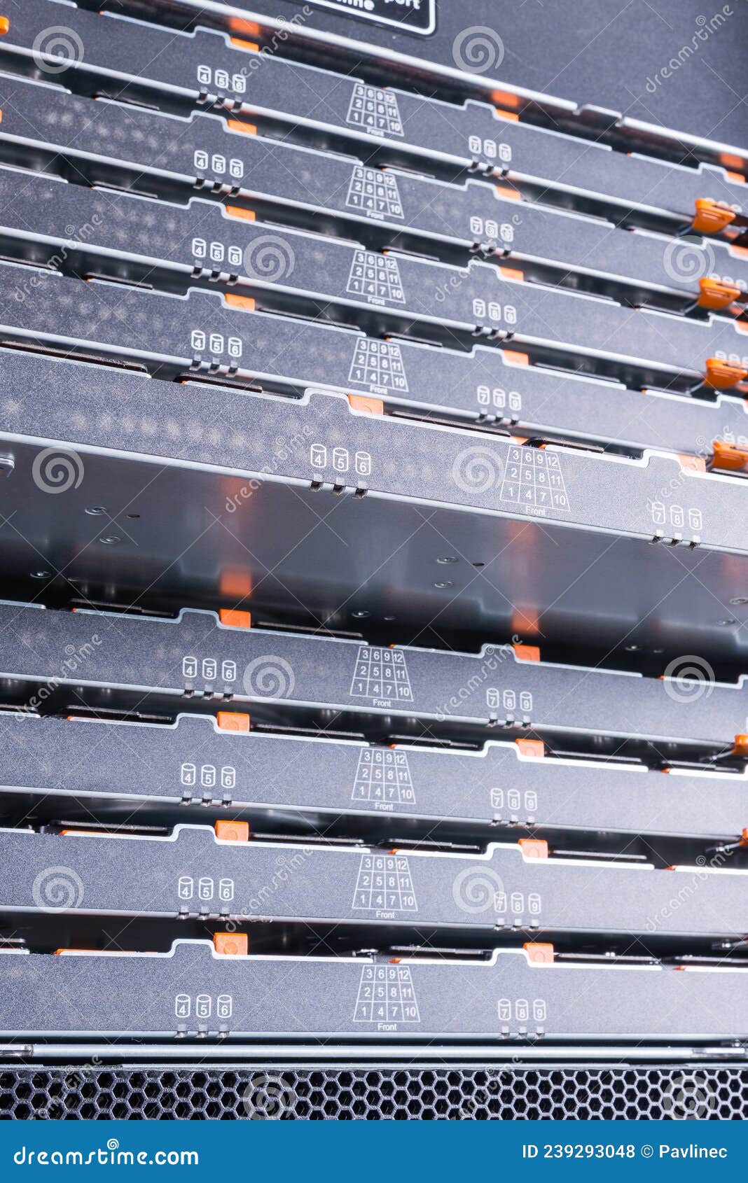 Server Rack with Open Tray Filled with Hard Disk Array Used for Stock ...