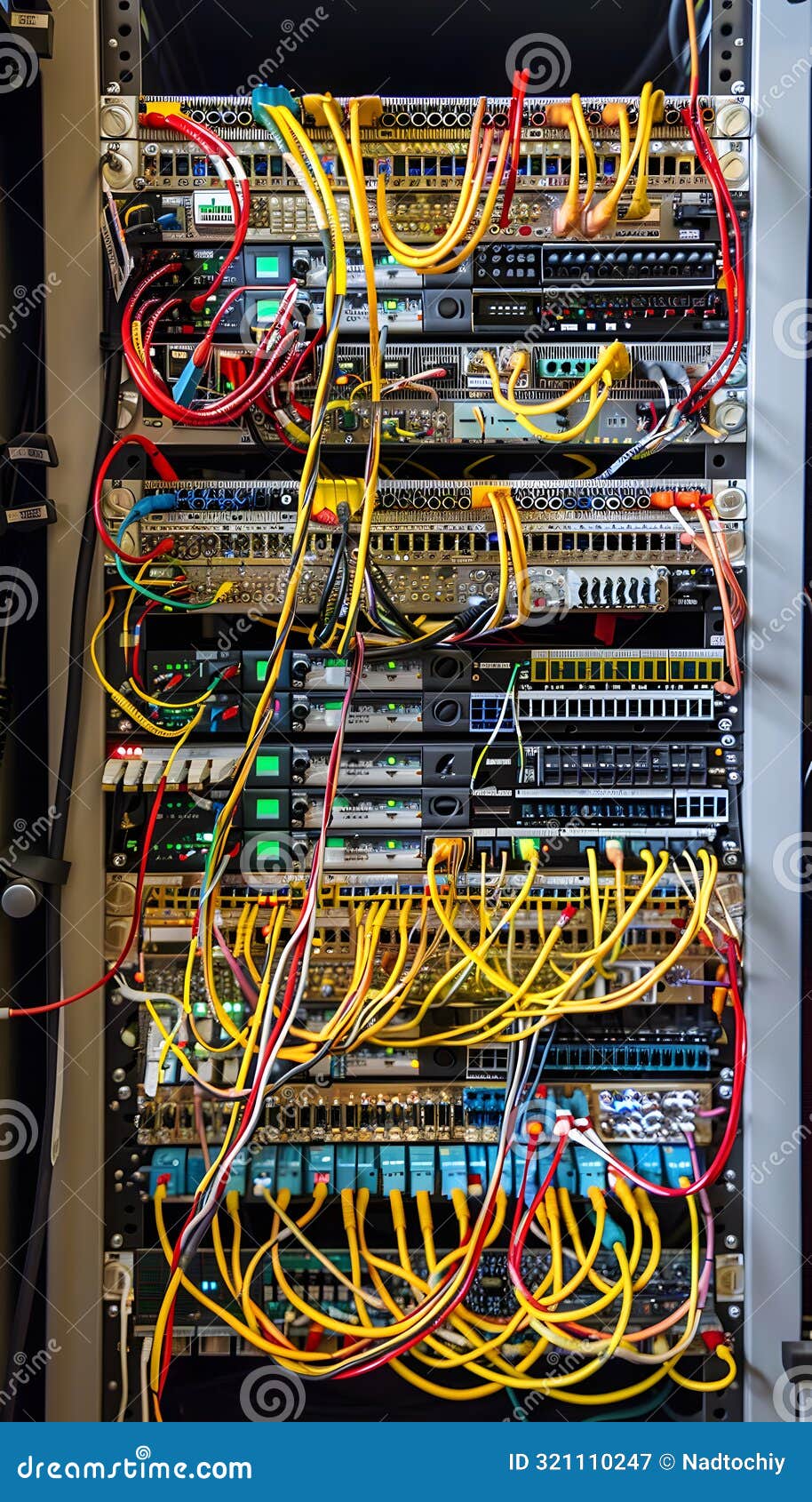 Server Rack Packed with Intricate Electrical Wiring and Cables Stock ...