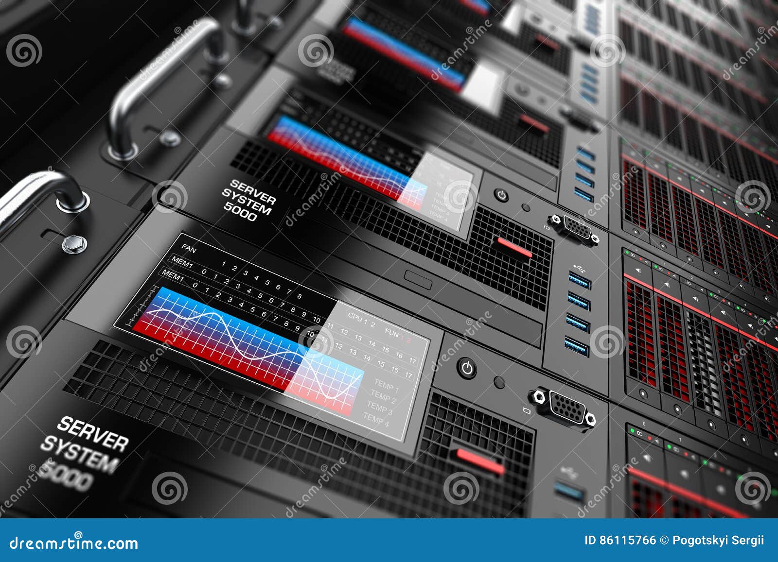 Server Rack Panels in Data Center Stock Illustration - Illustration of ...