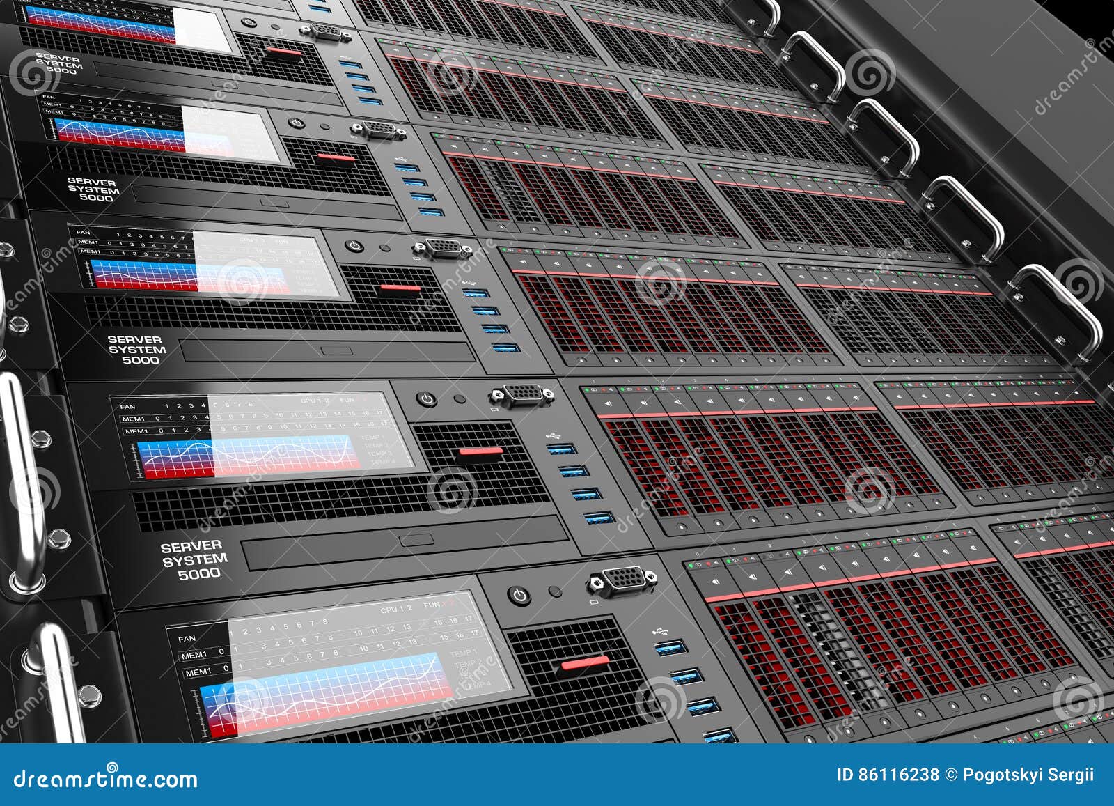 Server Rack Panels in Data Center Stock Illustration - Illustration of ...