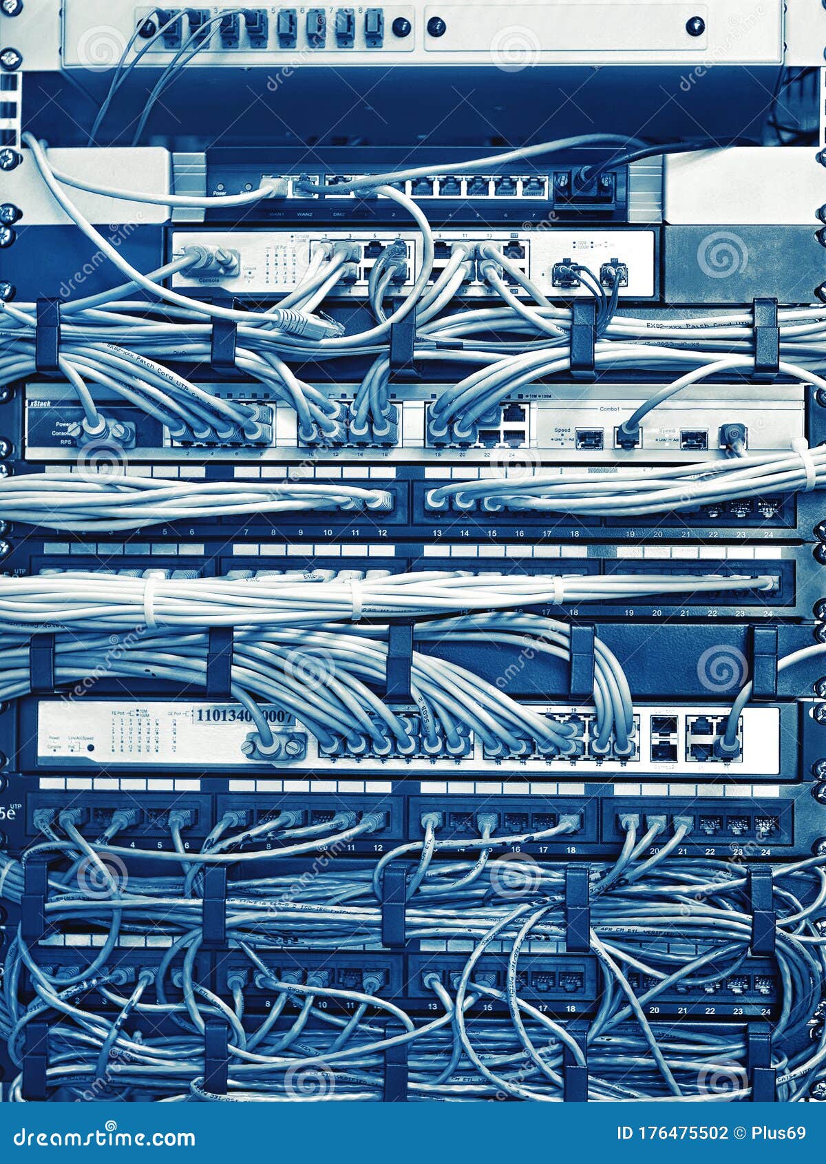 Patch Panel server rack stock photo. Image of cat5e - 176475502