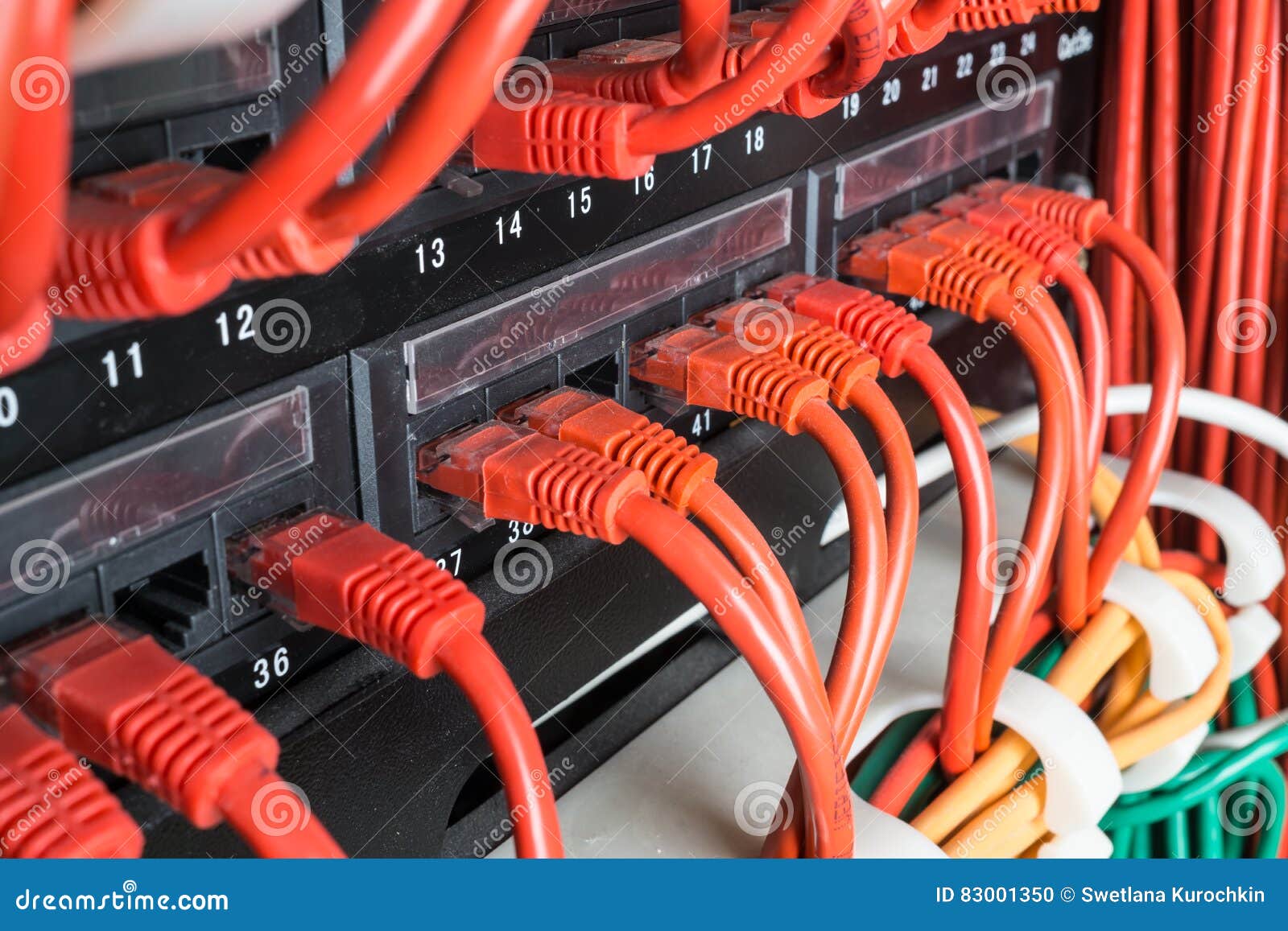 Server Rack with Red Cables Stock Photo - Image of datacenter, cable ...