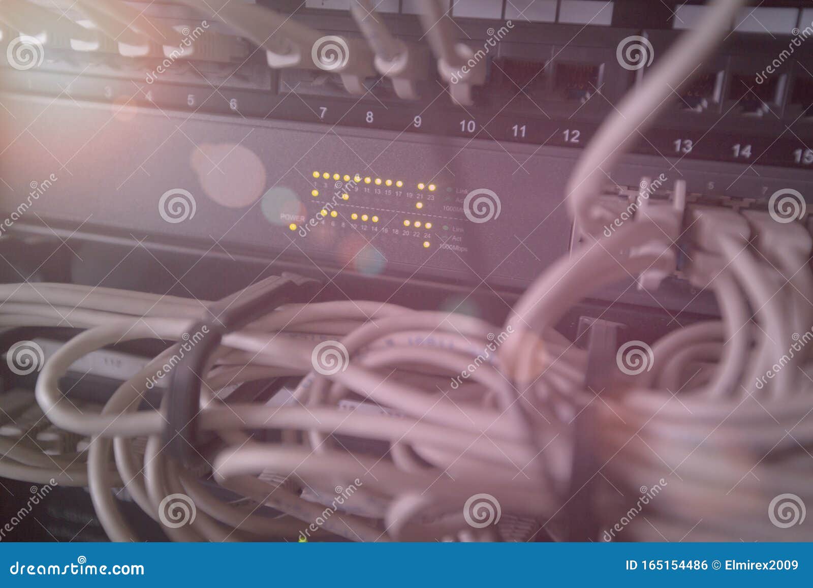 Server Rack with Servers and Cables Stock Photo - Image of room ...