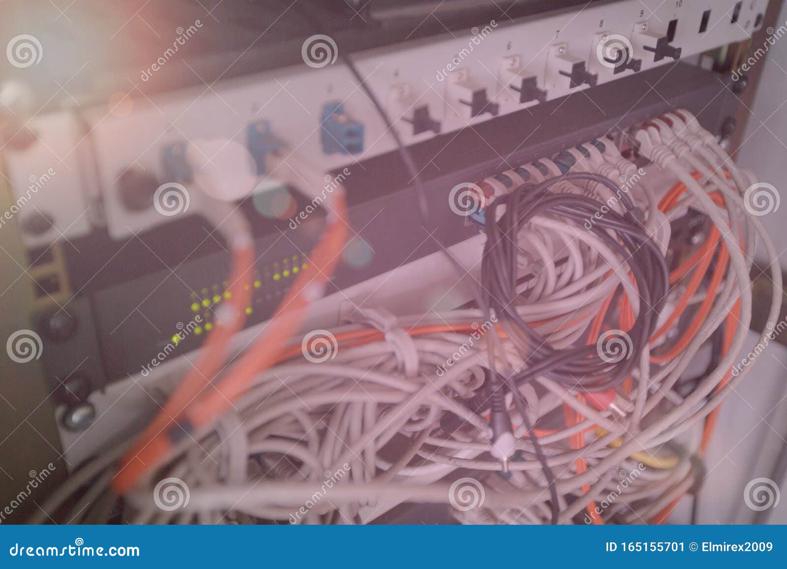 Server Rack with Servers and Cables Stock Image - Image of room, fiber ...