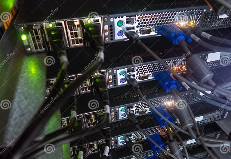 Server Rack with Servers and Cables. Server Racks, Server Room Stock ...