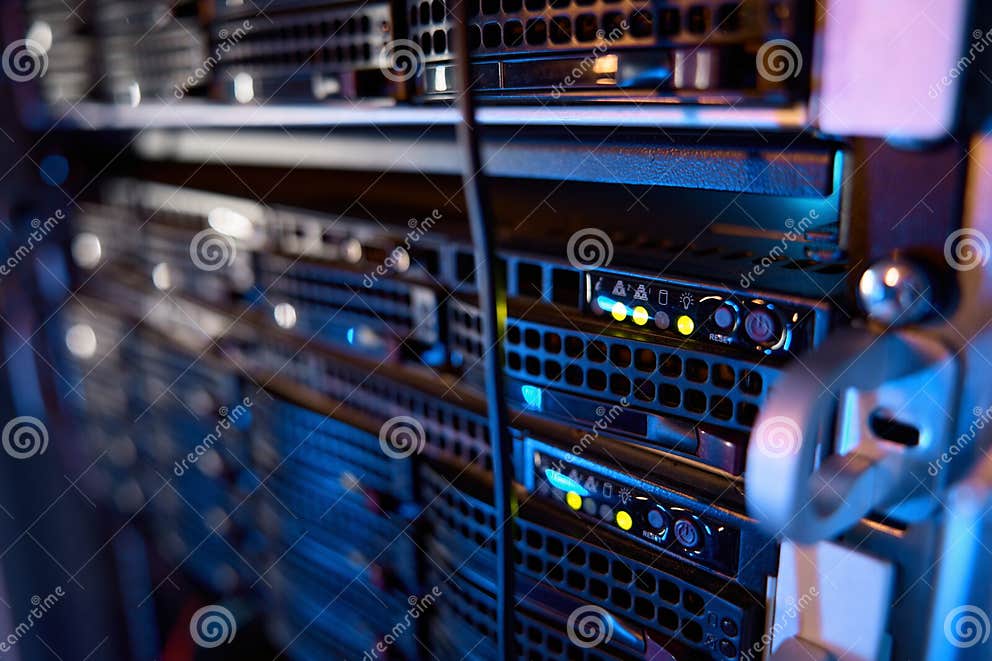 Server Rack with Supercomputer Hardware in Big Data Center Inside ...