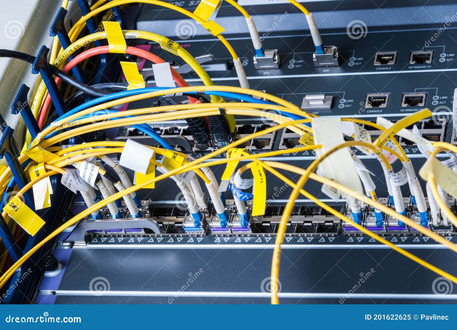 Server Rack with Switch Boards and Cables Stock Image - Image of raid ...