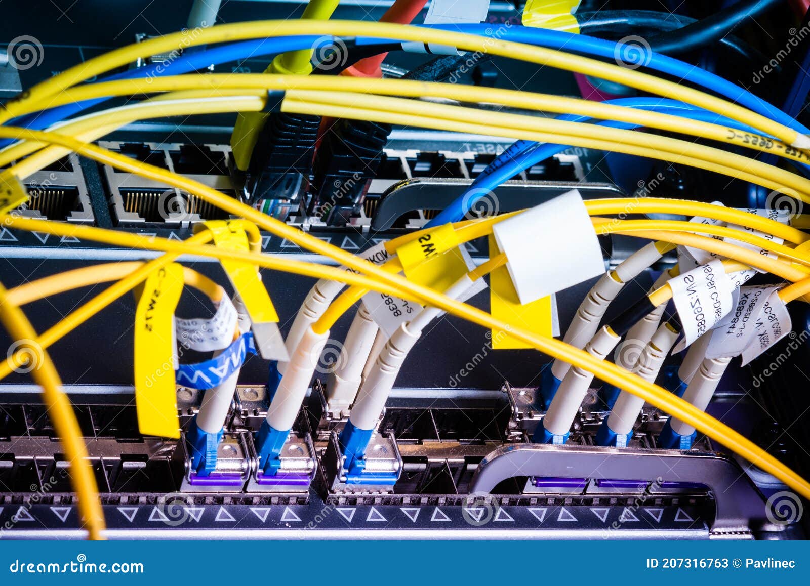 Server Rack with Switch Boards and Cables Stock Image - Image of ...