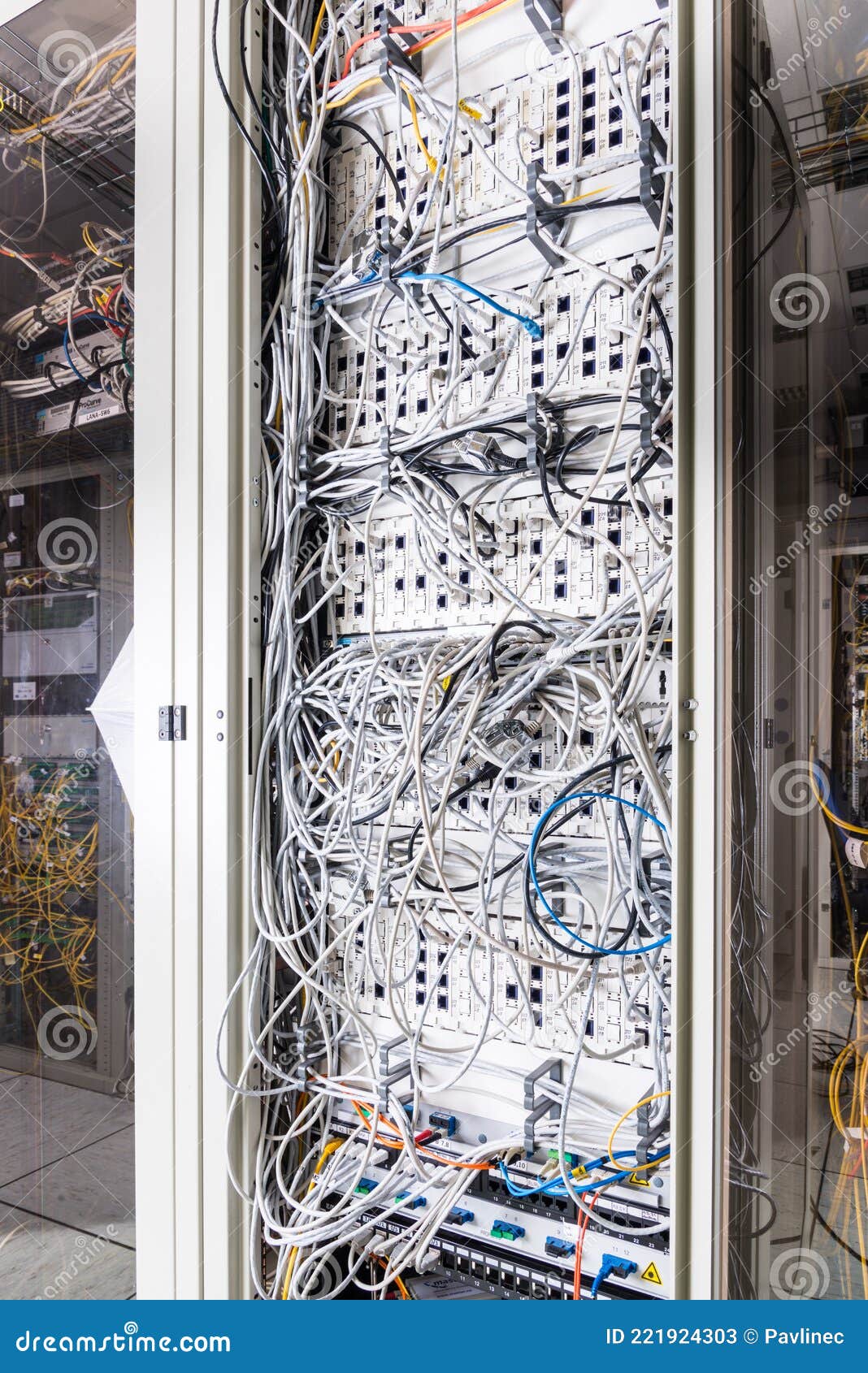 Server Rack with Switch Boards and Cables Stock Image - Image of ...
