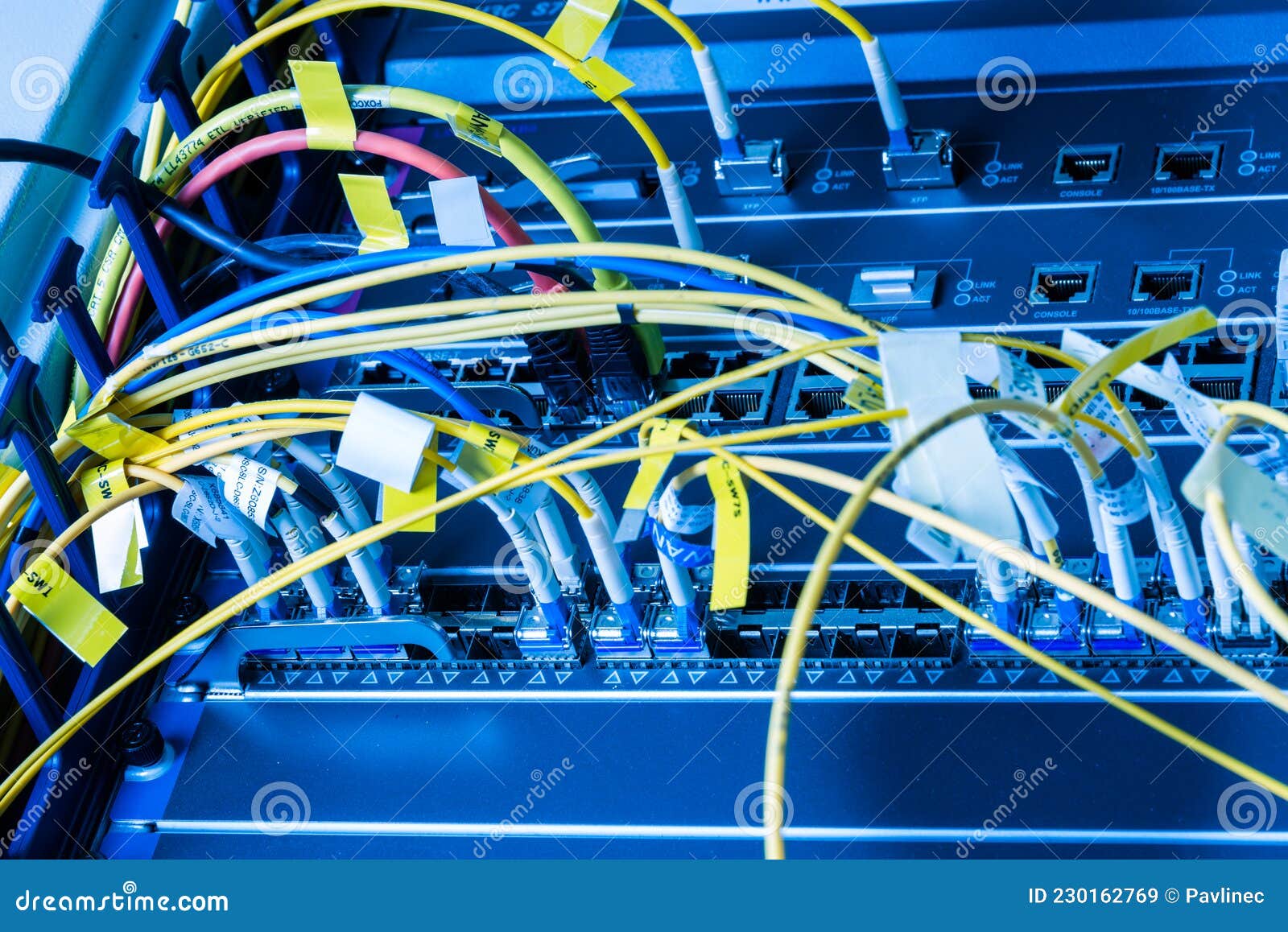 Server Rack with Switch Boards and Cables Stock Image - Image of fiber ...
