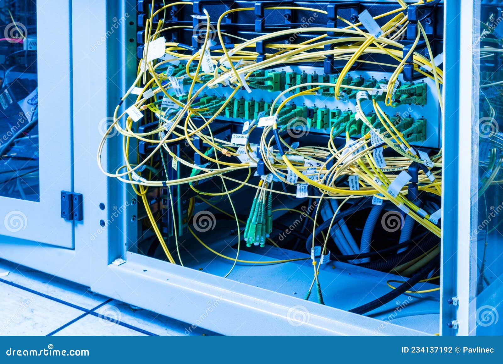 Server Rack with Switch Boards and Cables Stock Photo - Image of fiber ...