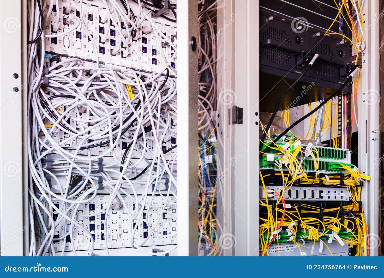 Server Rack with Switch Boards and Cables Stock Photo - Image of center ...