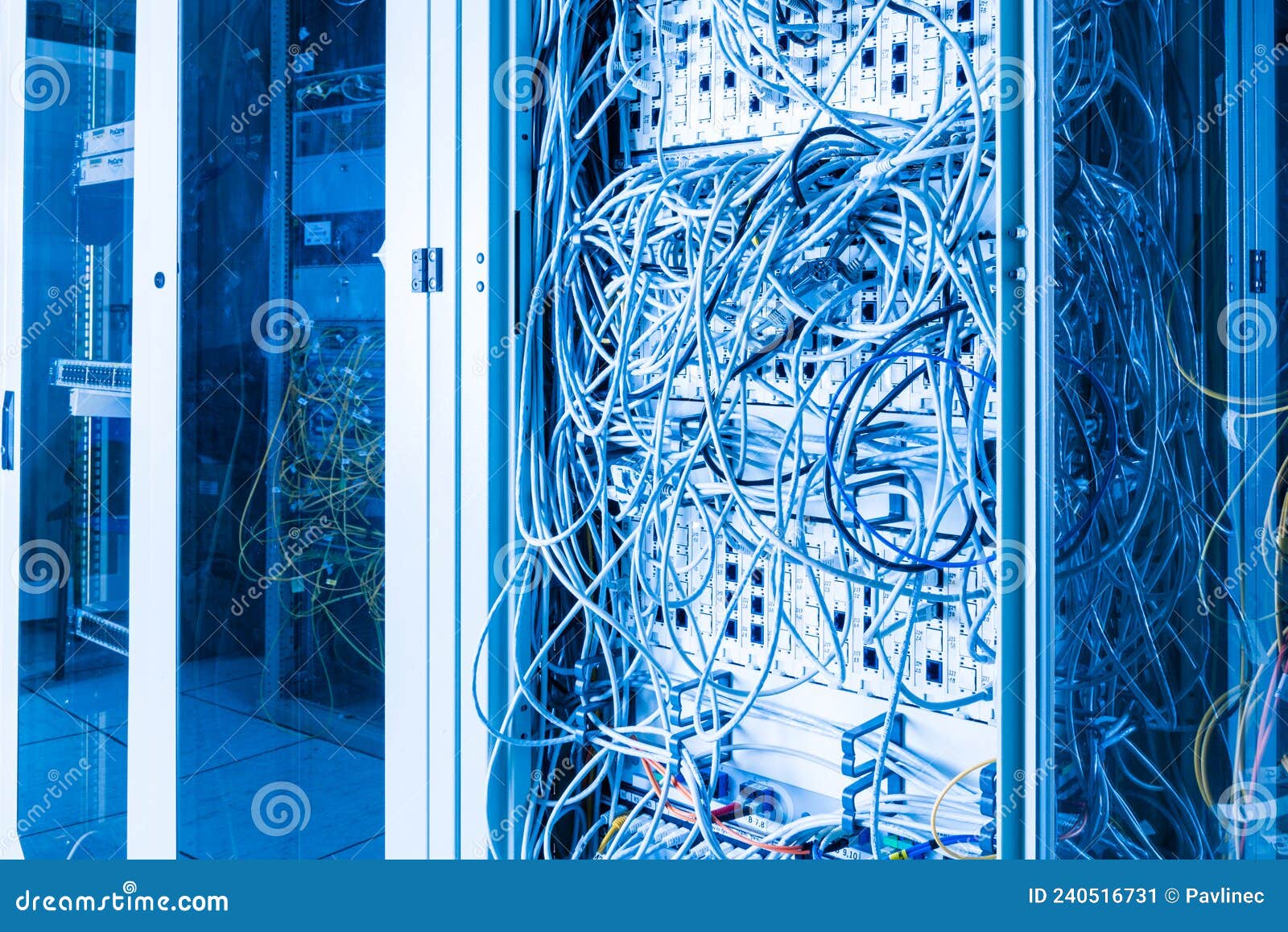 Server Rack with Switch Boards and Cables Stock Image - Image of ...