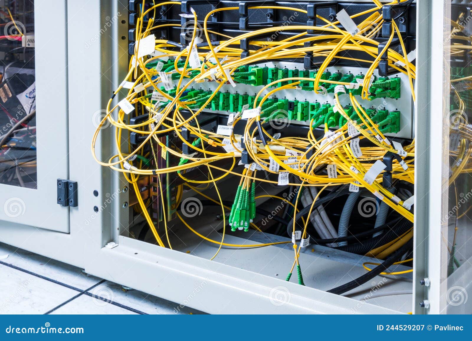 Server Rack with Switch Boards and Cables Stock Image - Image of ...