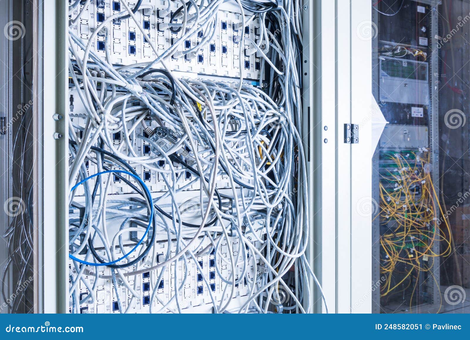 Server Rack with Switch Boards and Cables Stock Image - Image of ...