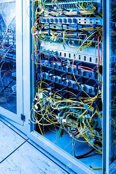 Server Rack with Switch Boards and Cables Stock Photo - Image of ...