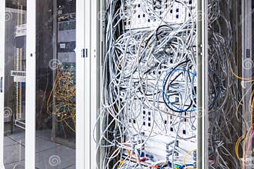 Server Rack with Switch Boards and Cables Stock Photo - Image of fiber ...