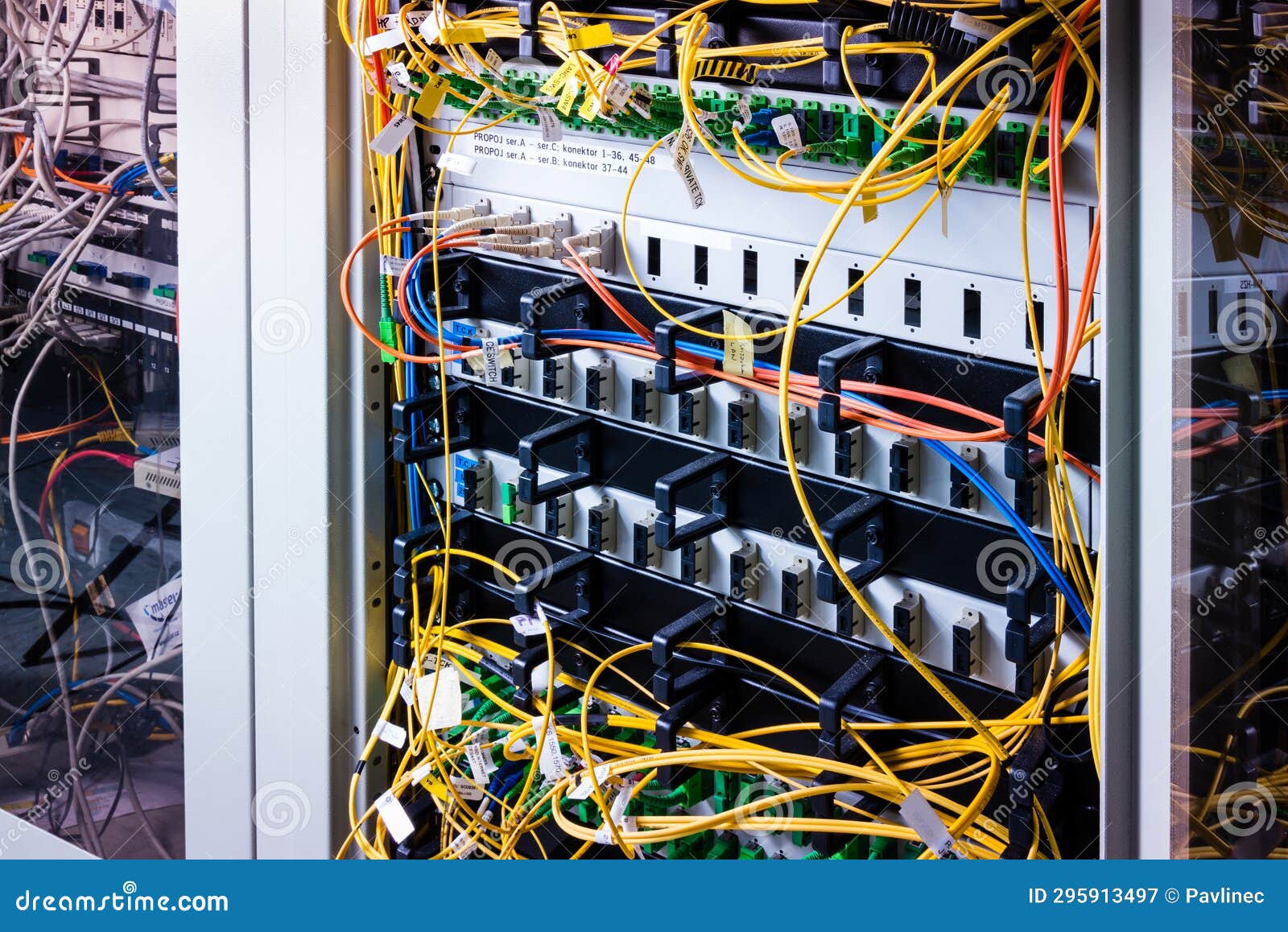 Server Rack with Switch Boards and Cables Stock Image - Image of panel ...