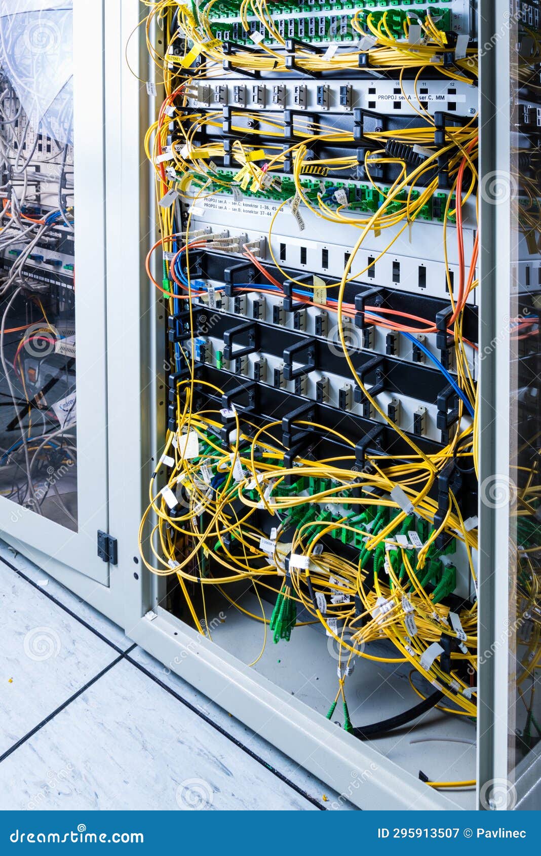 Server Rack with Switch Boards and Cables Stock Image - Image of host ...