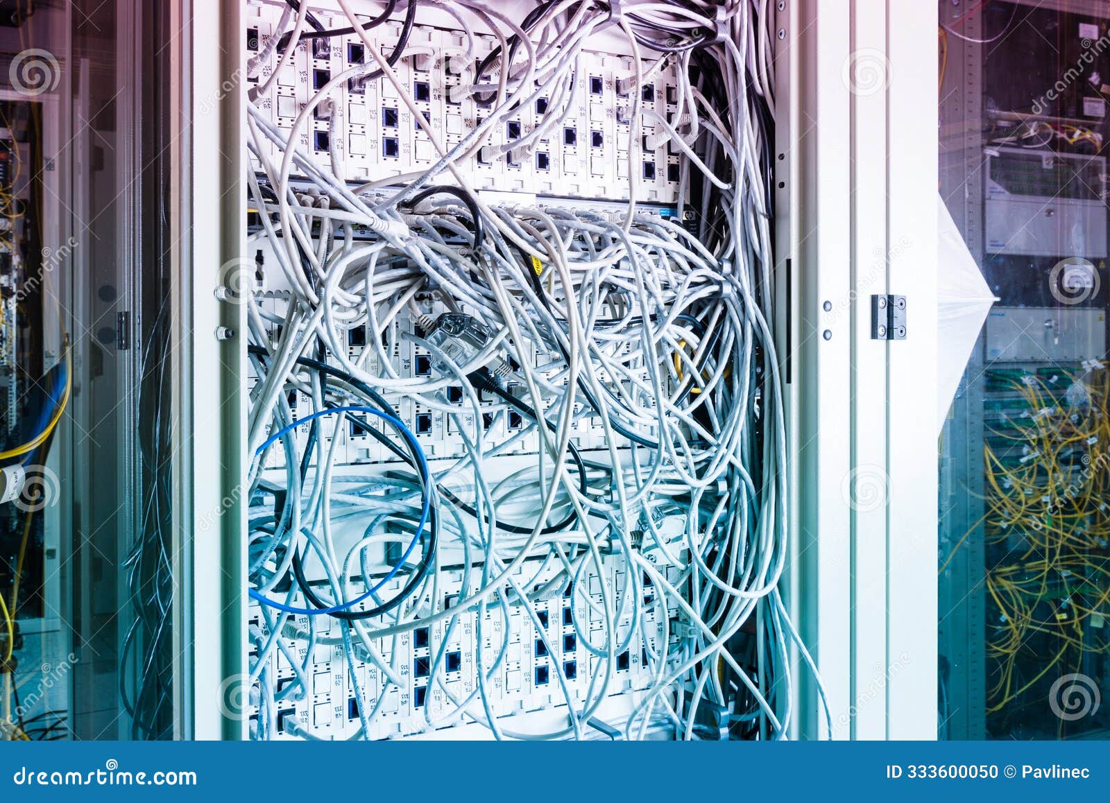 Server Rack with Switch Boards and Cables Stock Photo - Image of panel ...