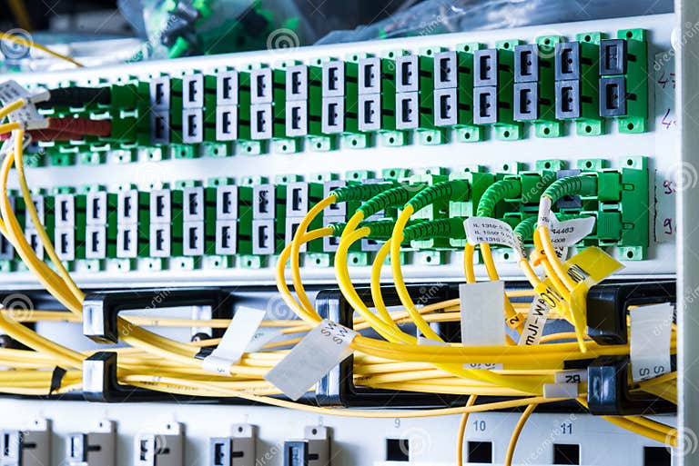 Server Rack with Switch Boards and Cables Stock Image - Image of ...