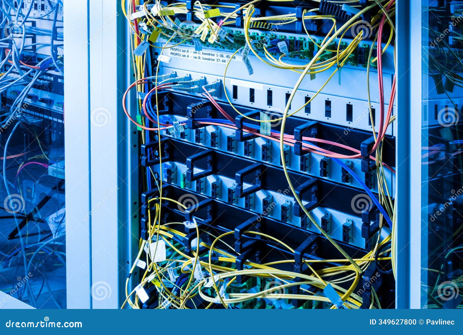 Server Rack with Switch Boards and Cables Stock Photo - Image of ...