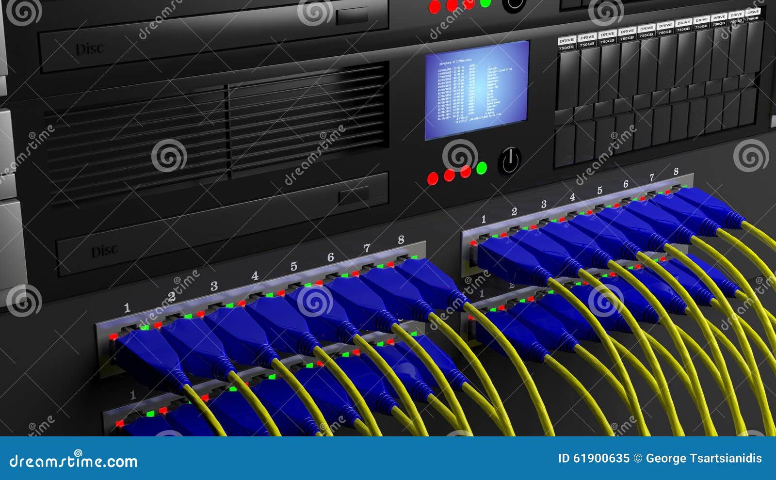 Server racks with cables stock illustration. Illustration of storage ...
