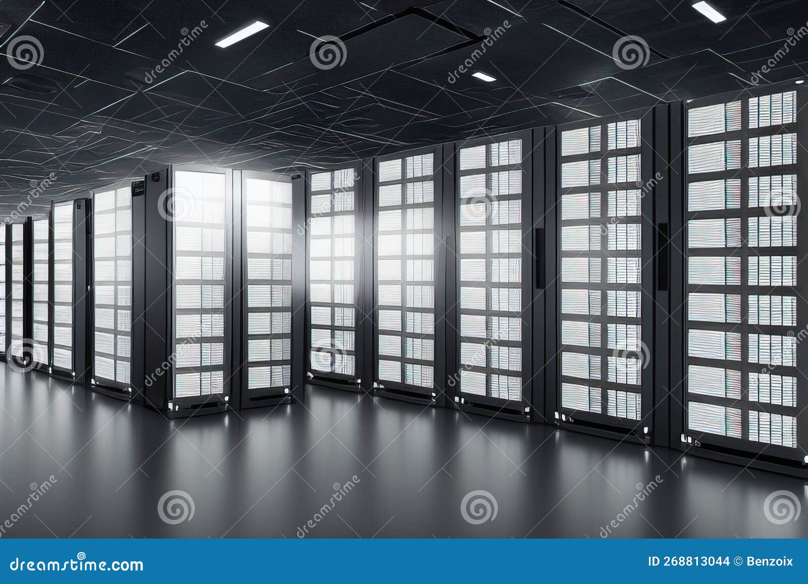 Server Racks in Computer Network Security Server Room Data Center. 3D ...