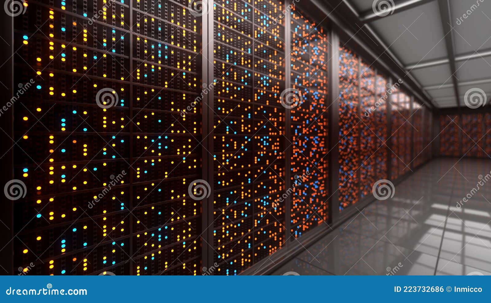 Server Racks in Computer Network Security Server Room Data Center. 3d ...