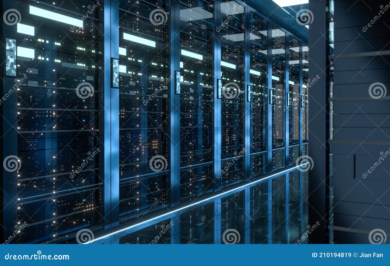 Server Racks in Computer Network Security Server Room Data Center, 3d ...
