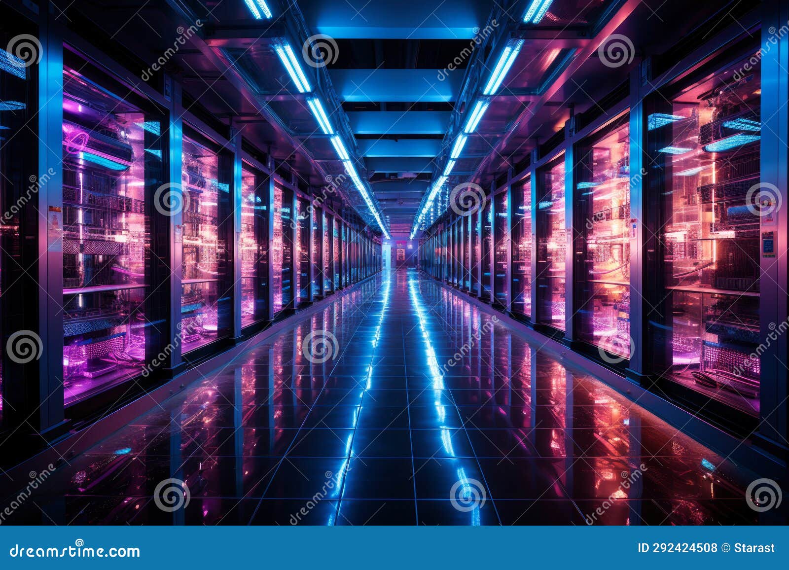 Server Racks in Computer Network Security Server Room, Futuristic Data ...