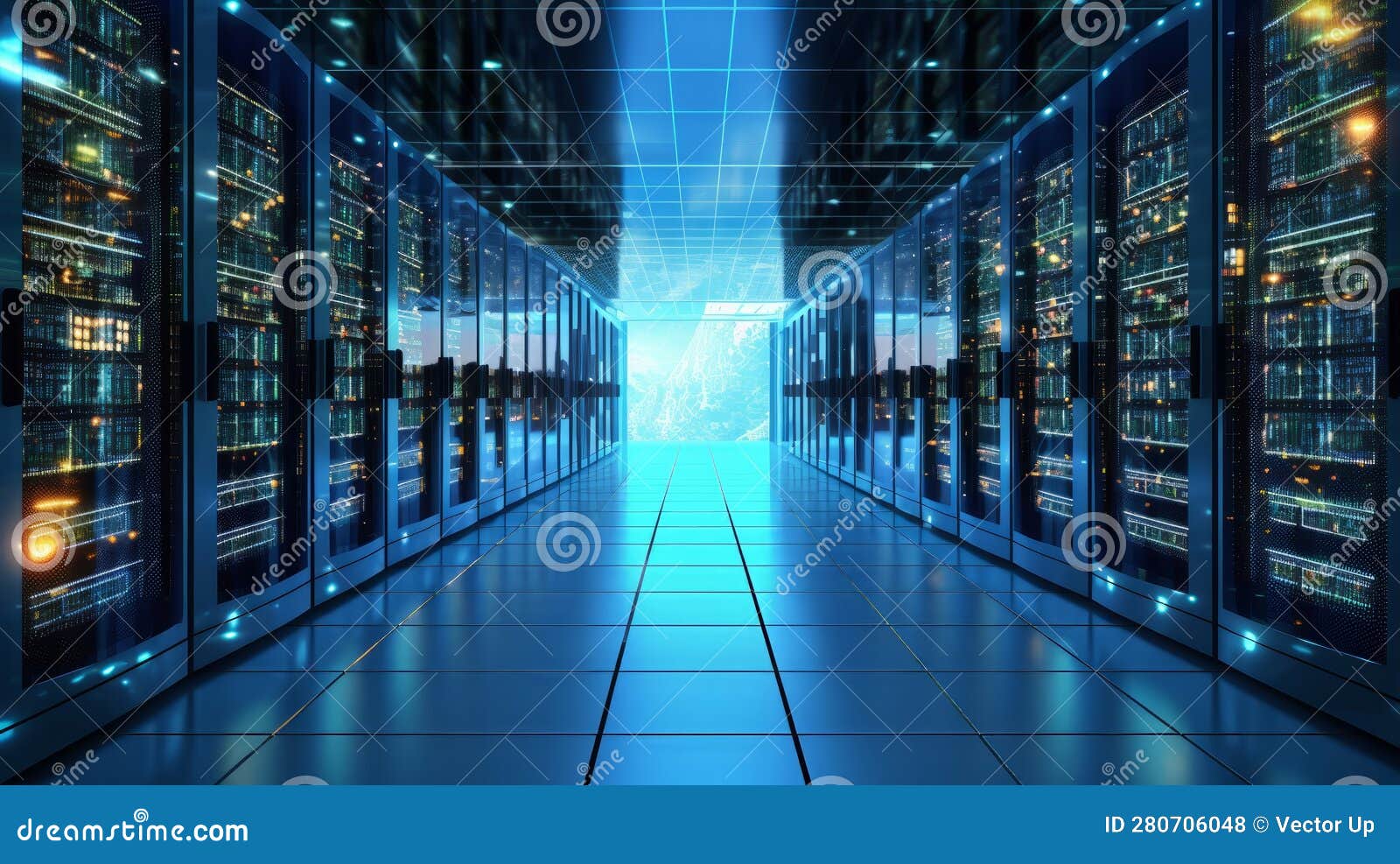 Server Racks in Computer Network Security Server Room. Generative AI ...