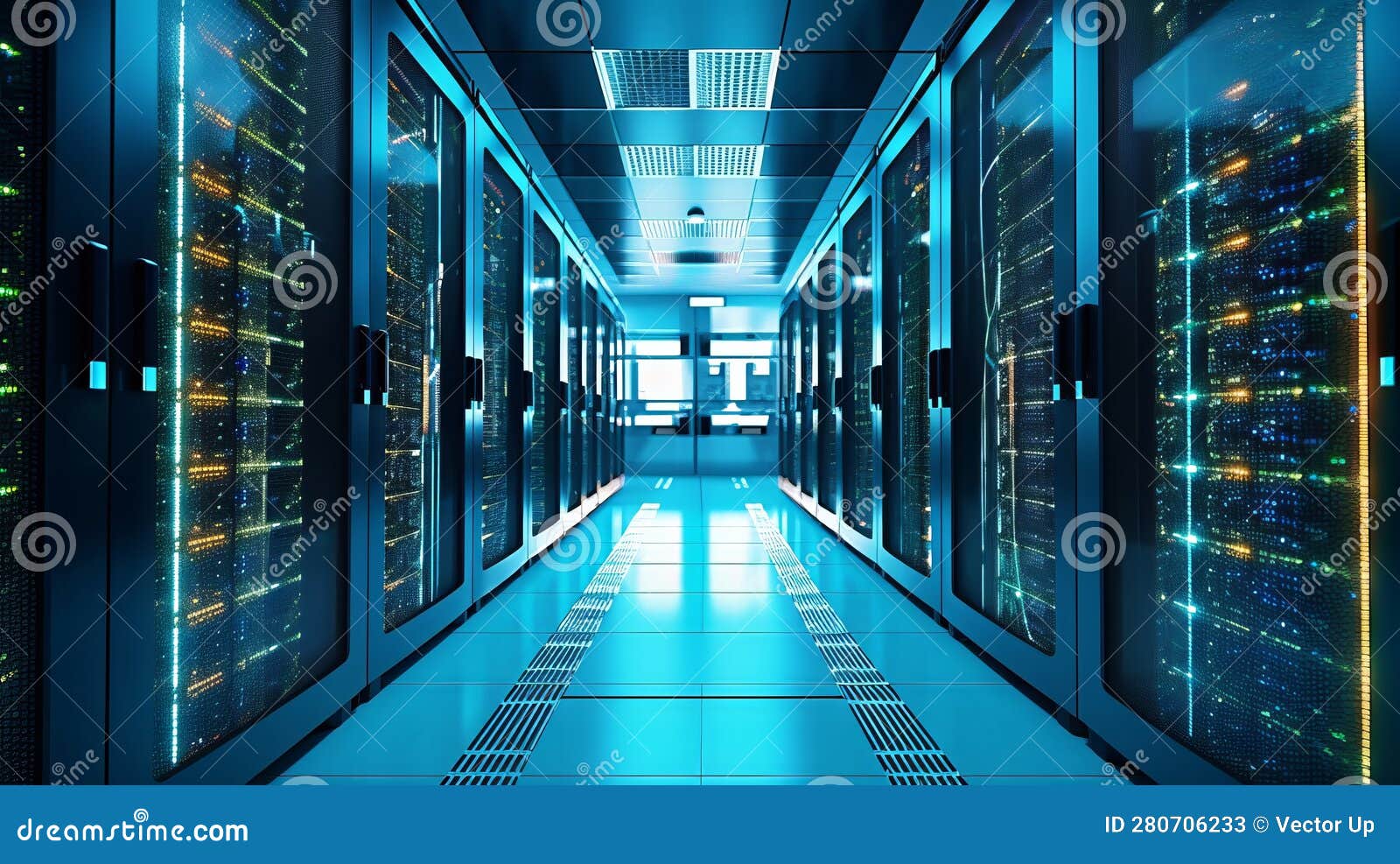 Server Racks in Computer Network Security Server Room. Generative AI ...