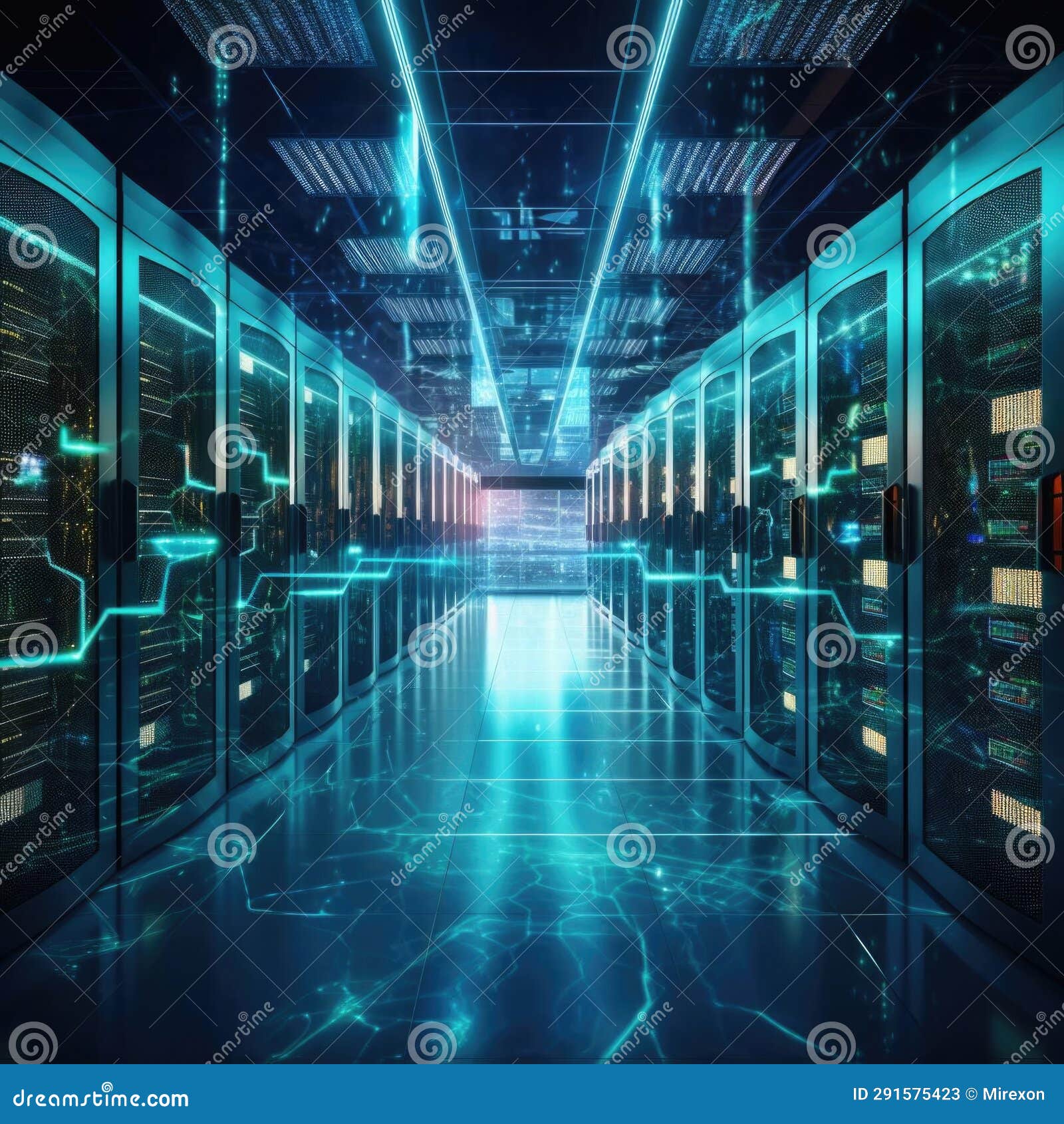 Server Racks in Computer Network Security Server Room Data Center. AI ...