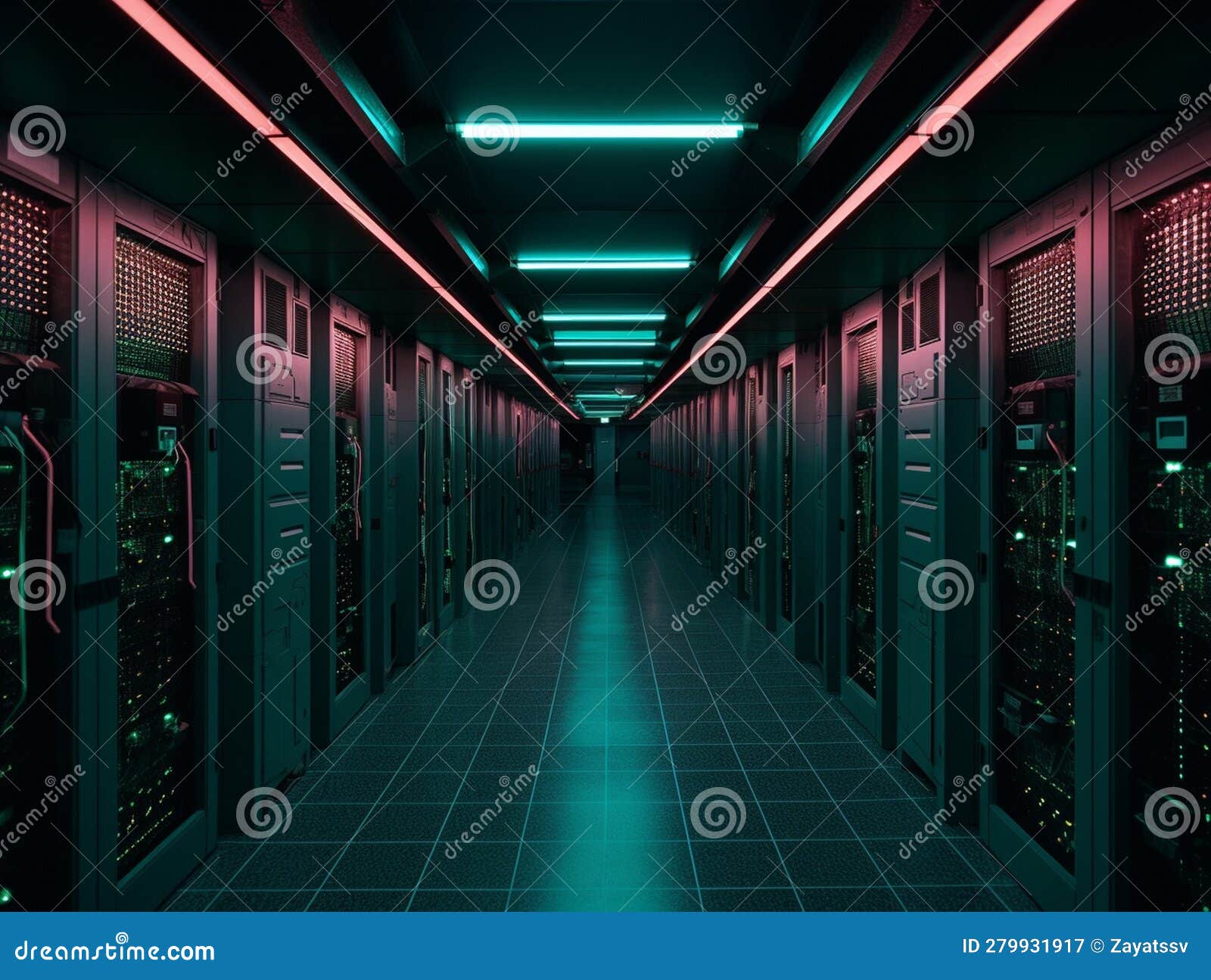 Server Racks in Computer Network Security Server Room Data Center. AI ...