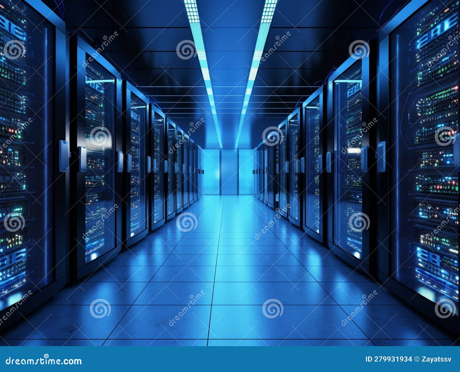 Server Racks in Computer Network Security Server Room Data Center. AI Generative Stock ...