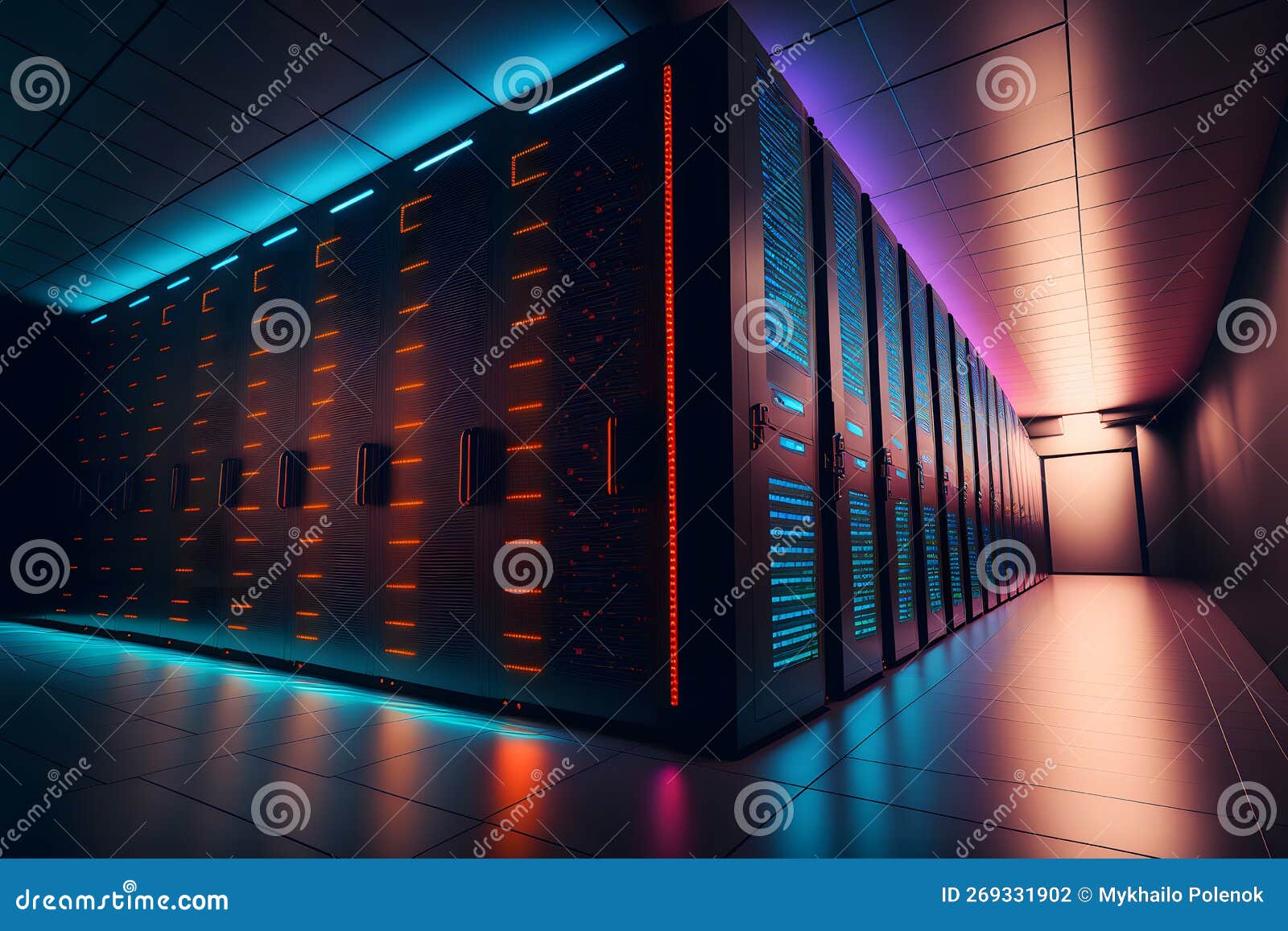 Server Racks in Computer Network Security Server Room Data Center. Neural Network Generated Art ...