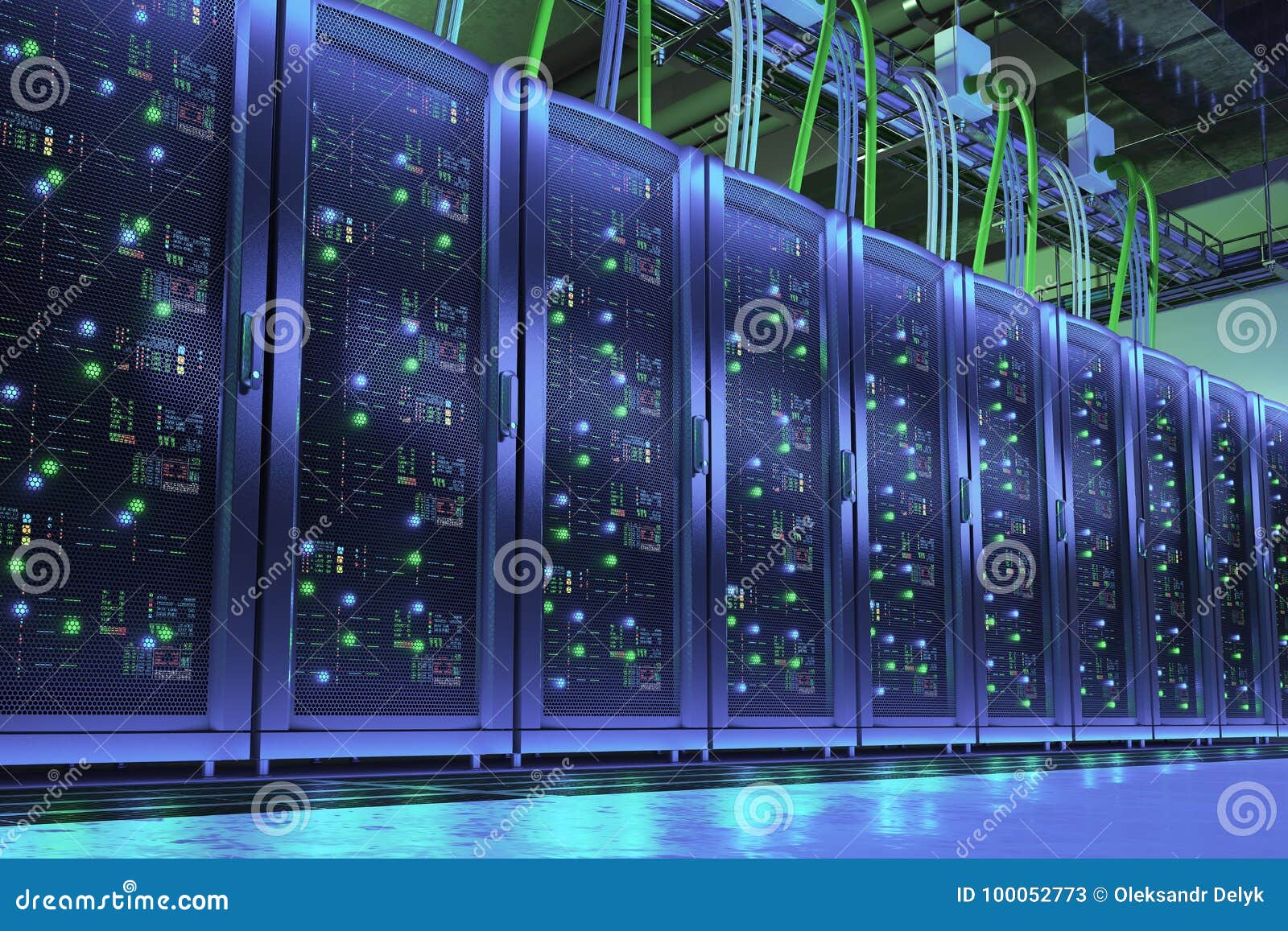 Server Racks In Abstract Technology Background Royalty-Free Cartoon ...