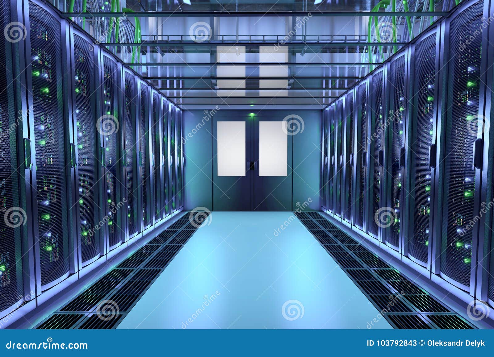 Server Racks in Data Center Hall. Communication Equipment Stock ...