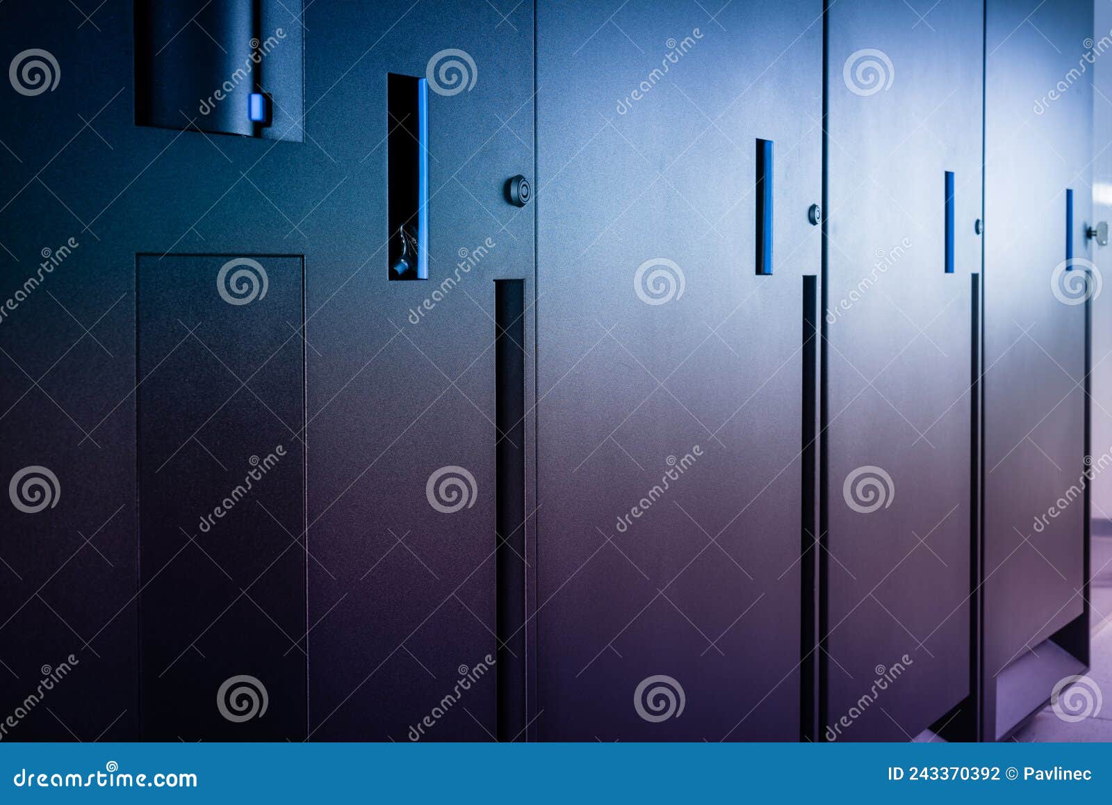 Server Racks with Detail on Door Lock Stock Photo - Image of ...