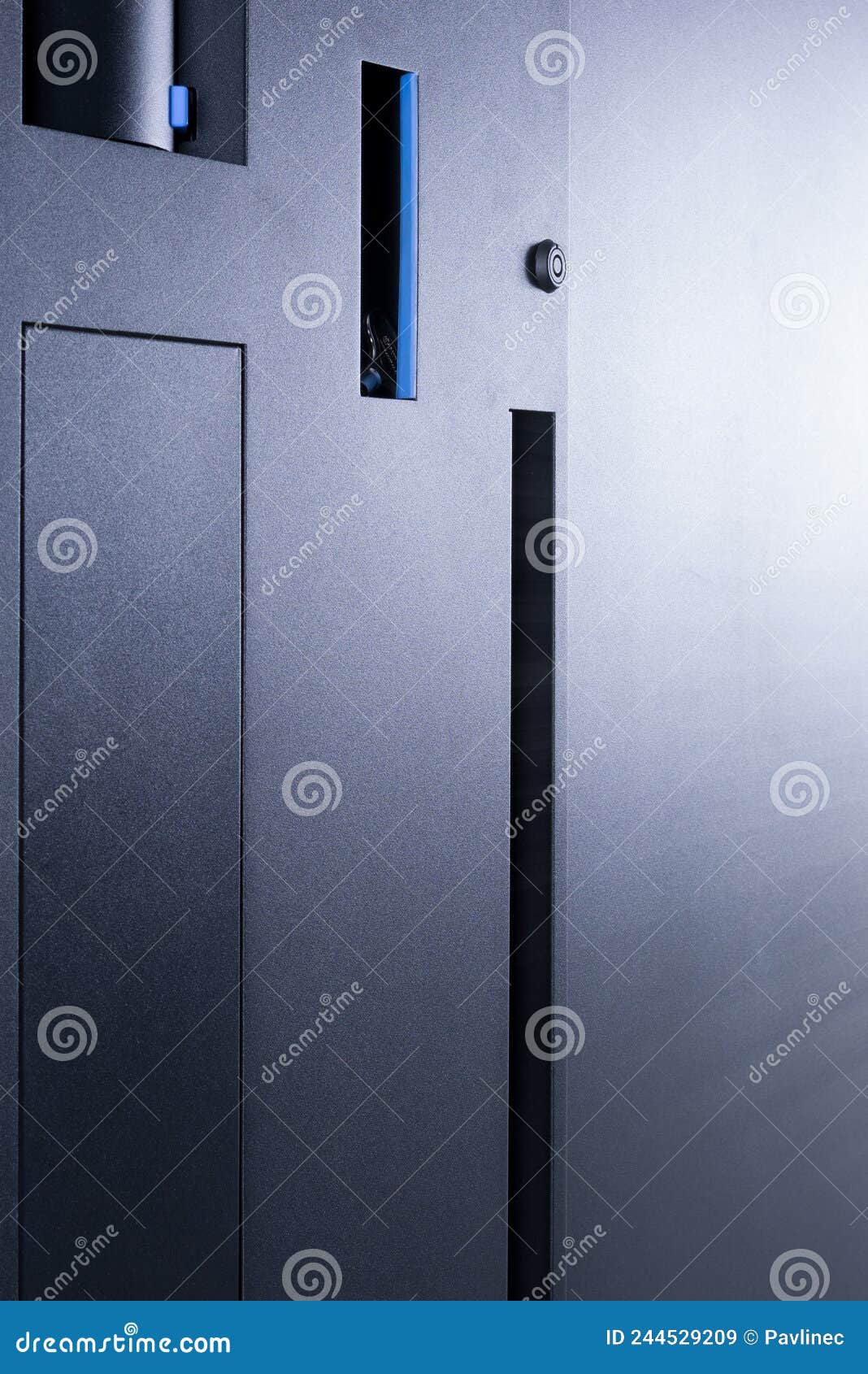 Server Racks with Detail on Door Lock Stock Image - Image of ...