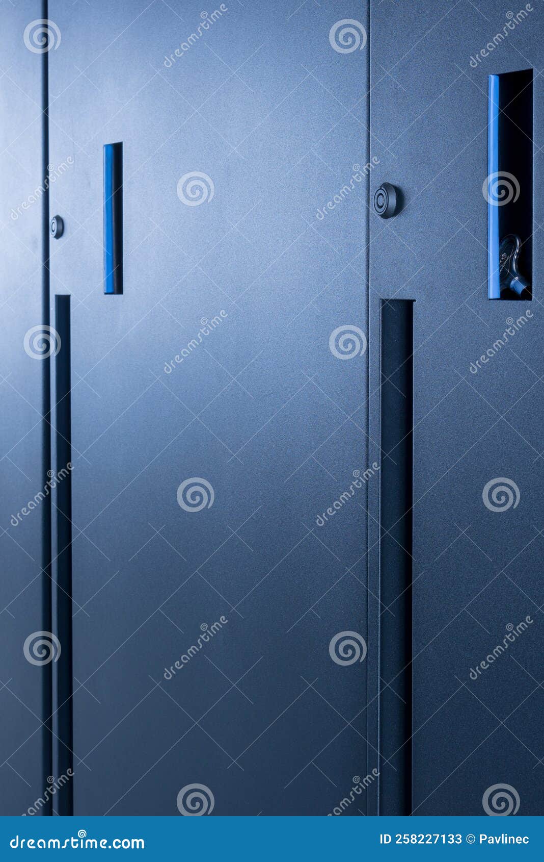 Server Racks with Detail on Door Lock Stock Image - Image of hardware ...