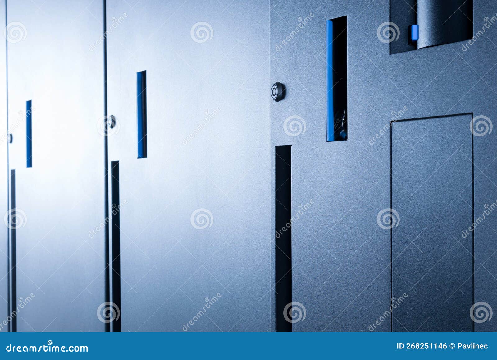 Server Racks with Detail on Door Lock Stock Photo - Image of ...