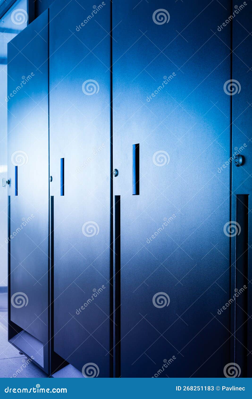 Server Racks with Detail on Door Lock Stock Image - Image of hardware ...