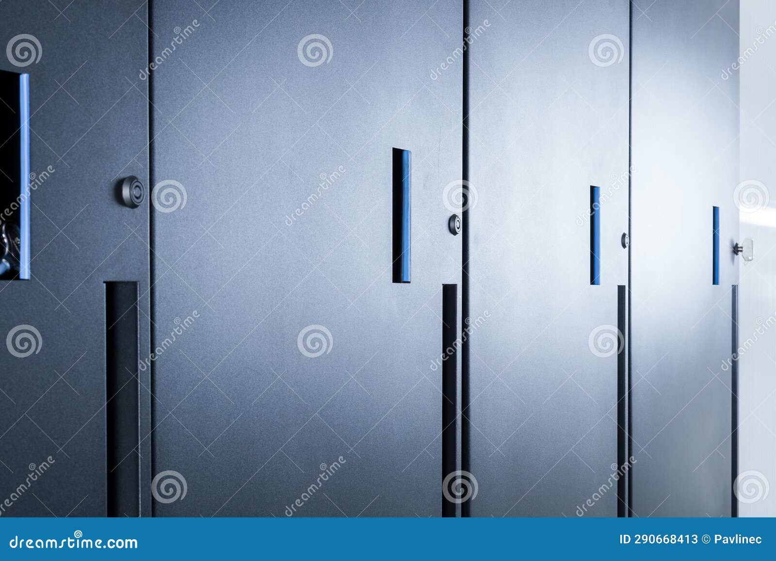 Server Racks with Detail on Door Lock Stock Image - Image of high, door ...