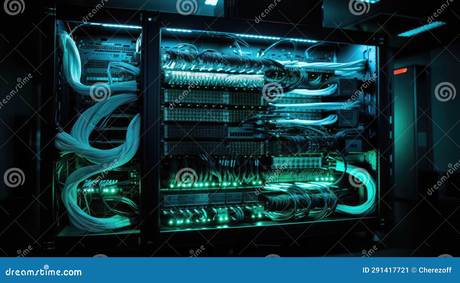 Server Racks with Equipment and Wires Stock Image - Image of patch ...