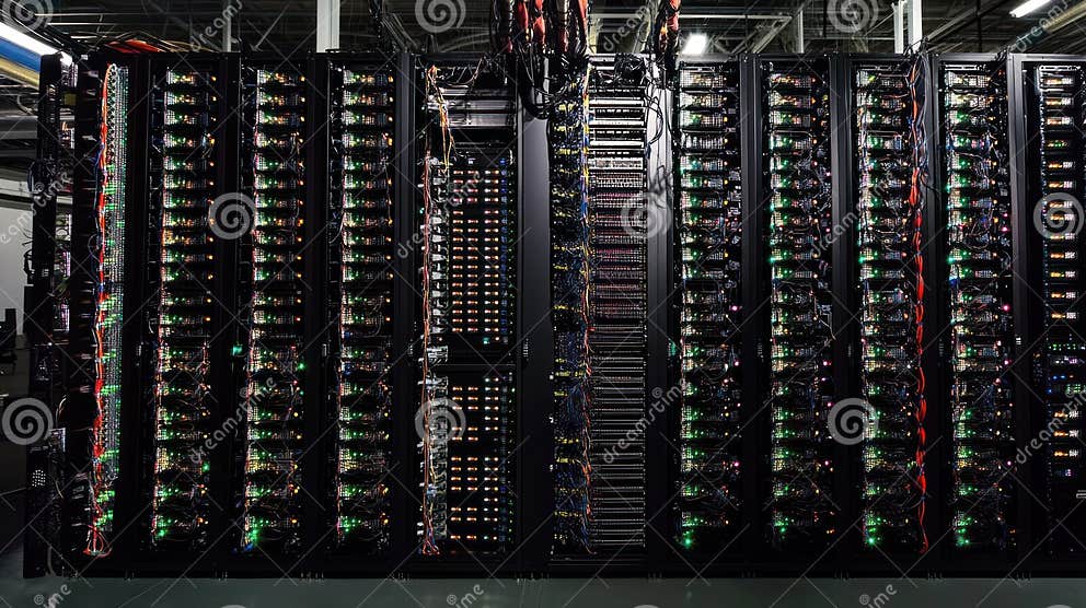 Server Racks Filled with Data Processing Units Stock Illustration ...