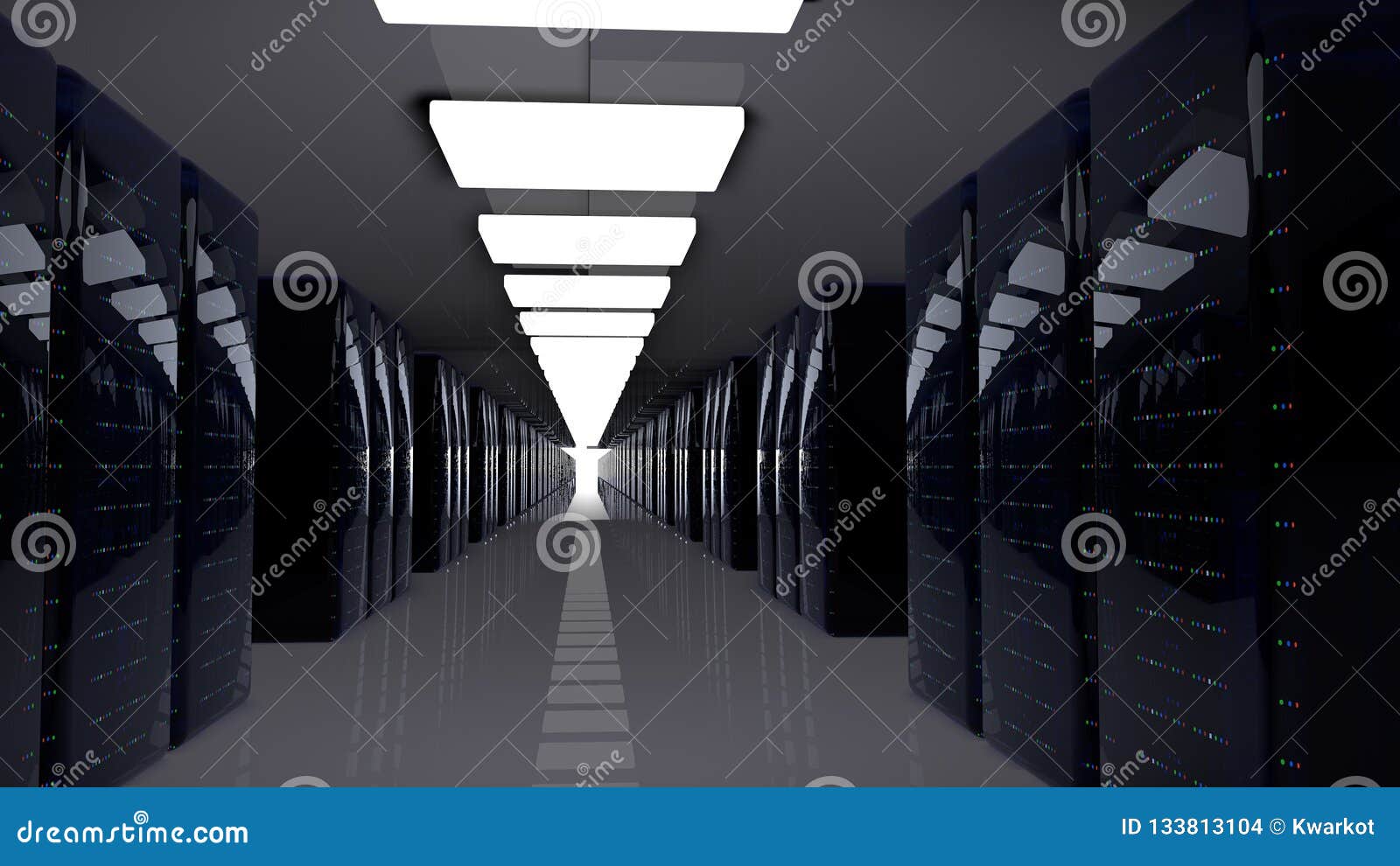 Server Room Data Center. 3d Render Stock Illustration - Illustration of ...