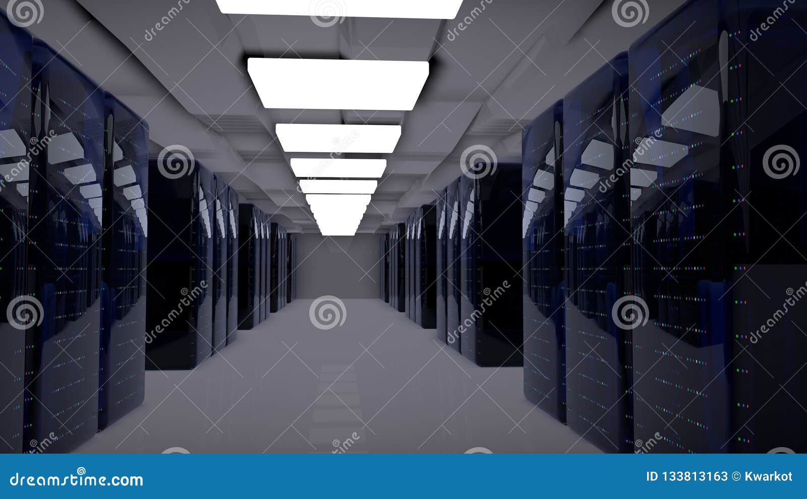 Server Room Data Center. 3d Render Stock Illustration - Illustration of ...