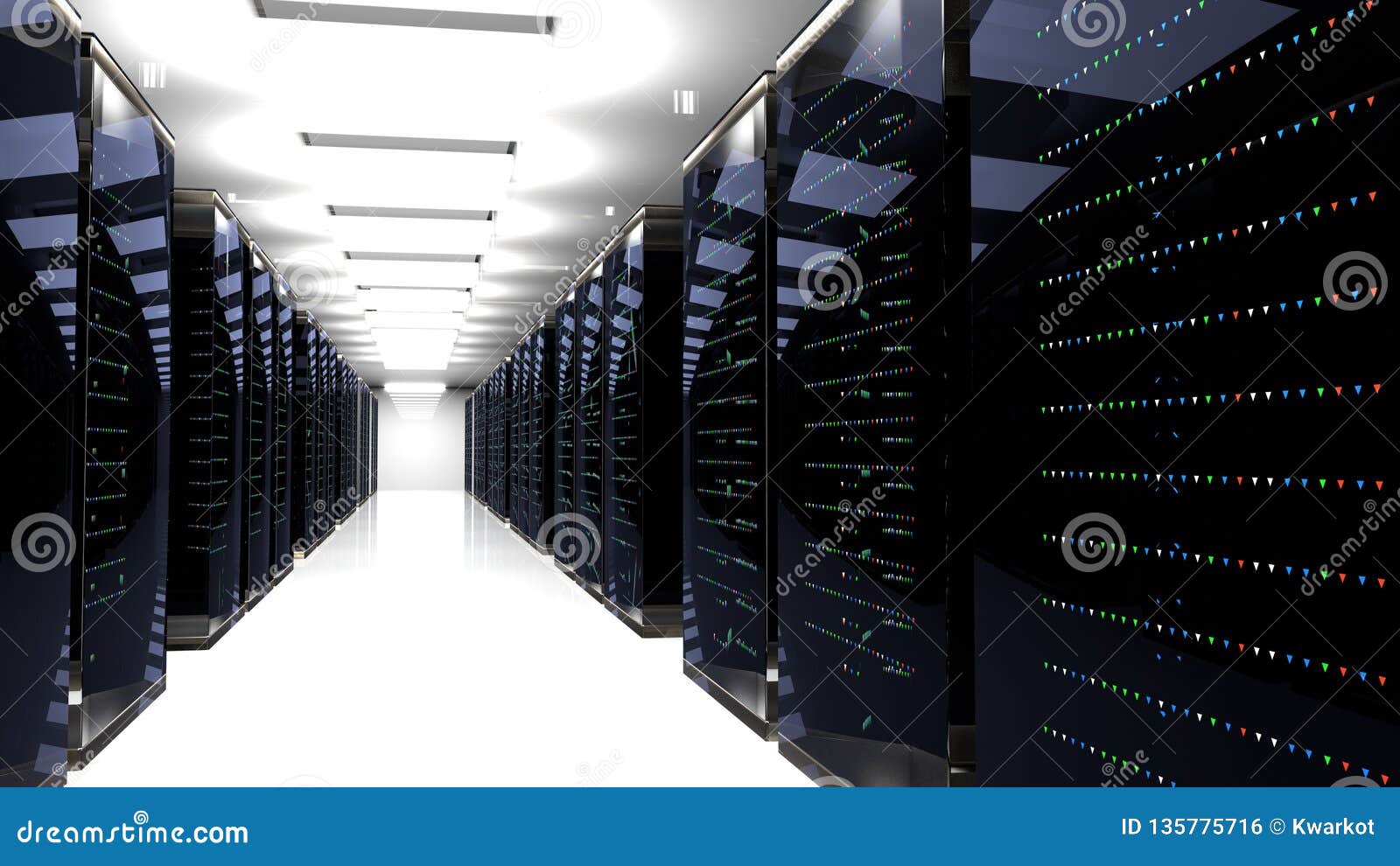 Server Room Data Center. 3D Rendering Stock Illustration - Illustration ...